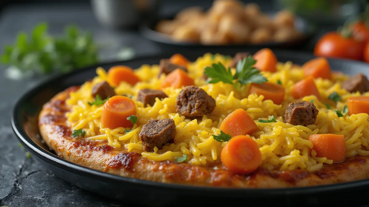 Pizza Uzbek Plov Style – Plov ihlette rizses pizza - Ízek és Illatok