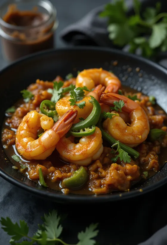 Chingri bhuna zöld chilivel - Ízek és Illatok